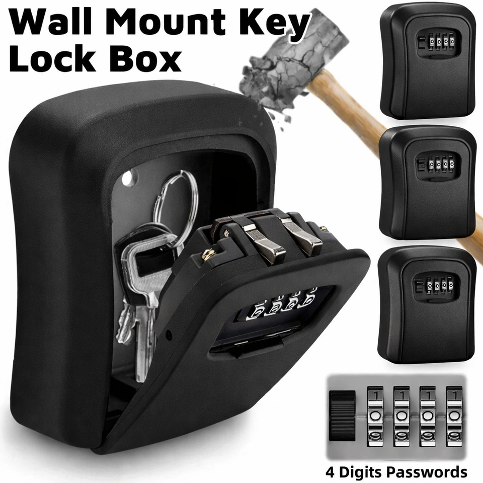 Outdoor High Security Wall Mounted Key Safe Box Code Lock Storage 4 ...