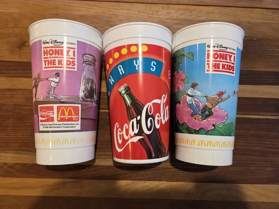1988 Honey I Shrunk the Kids McDonald's Plastic Coca-Cola Cups Lot of 3 ...