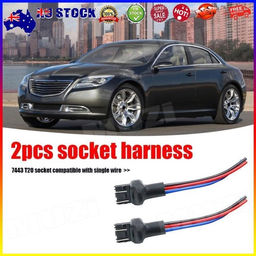 2pcs 7443 T20 Bulb Socket Pre Wired Male Adapter for Automotive Car ...