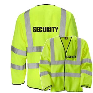 SECURITY YELLOW LONG SLEEVE VEST HI VIS VIZ SAFETY COAT LIGHT JACKET | eBay