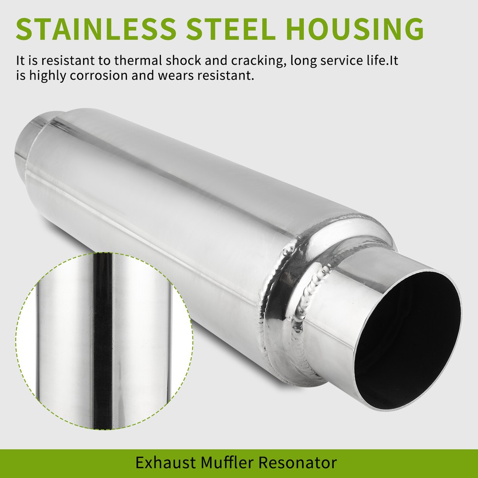 Pair 2.5" In/Out Universal Resonator Car Exhaust Muffler Resonator ...