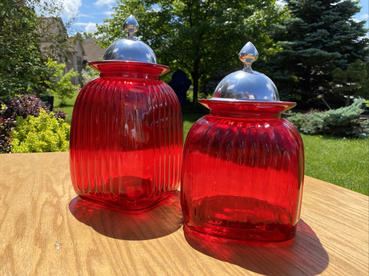 Red Canister Sets For Kitchen 10 Strawberry Street Diamond 3 Piece