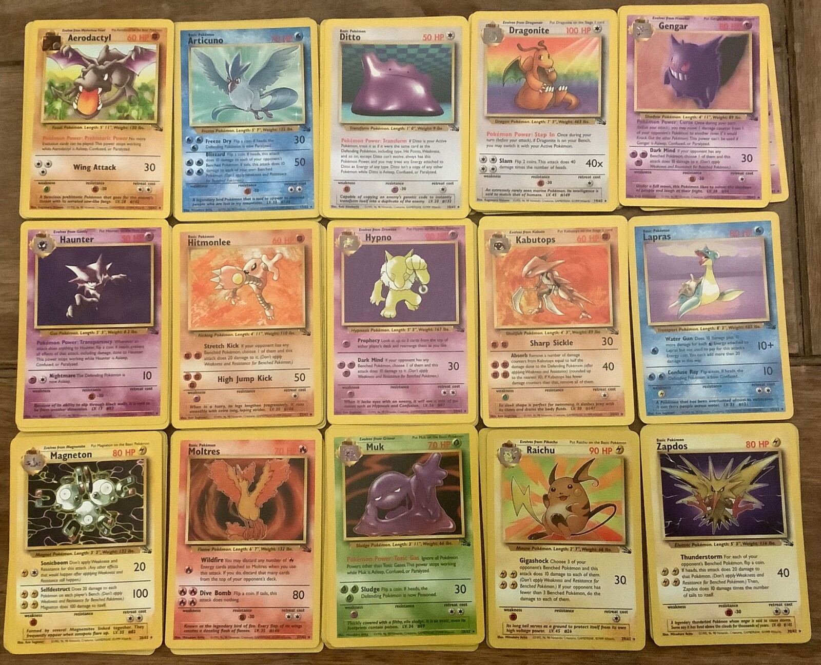 Pokemon ALL fossil Rare Cards Gengar Moltres Raichu Ditto Zapdos you ...