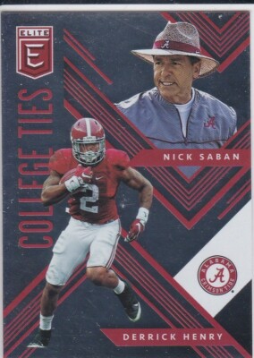 DERRICK HENRY & NICK SABAN Elite College Football Card ALABAMA CRIMSON ...