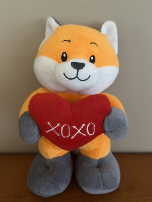 Orange Fox plush toy with xoxo Heart pillow 9” Valentine | eBay