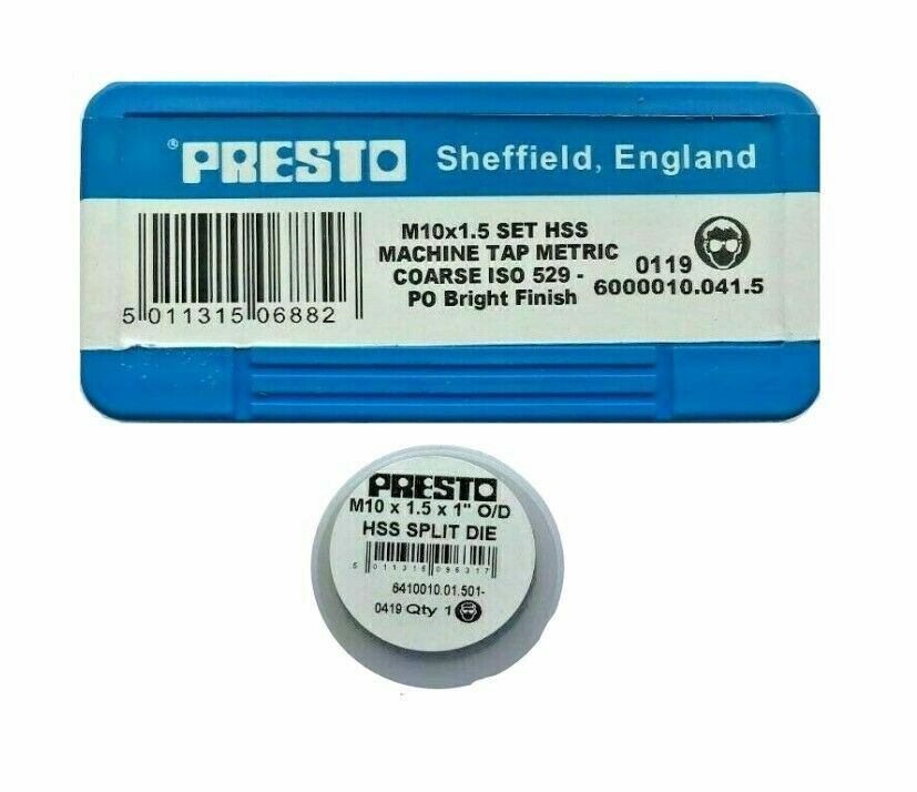 Presto Metric Taps Dies First Second Plug Taps Split Dies & Tapping ...