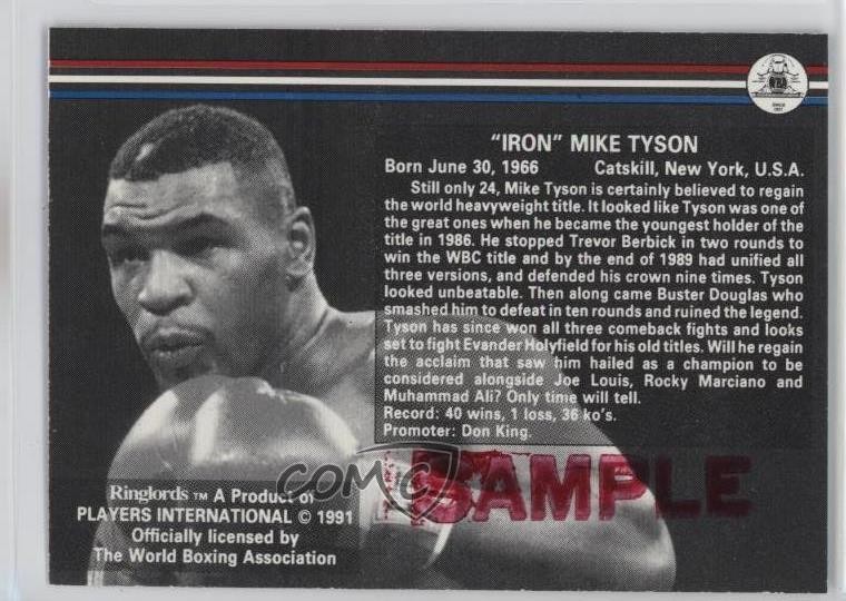 1991 Ringlords Samples Mike Tyson Don King (Large Sample on Back) | eBay