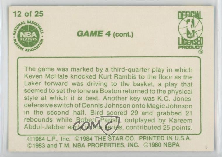 1984 Star Celtics Champs Boston Celtics Team #12 0ec7 | eBay