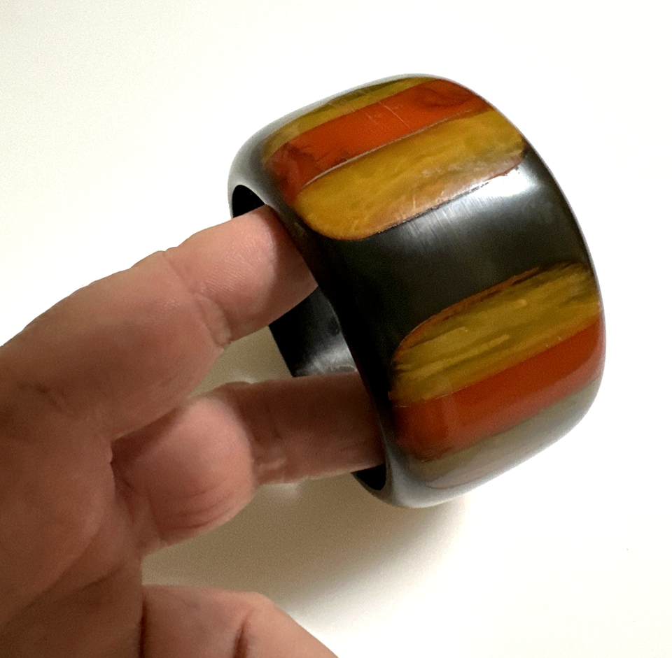LC signed Bakelite inlay bangle bracelet 103 grams | eBay