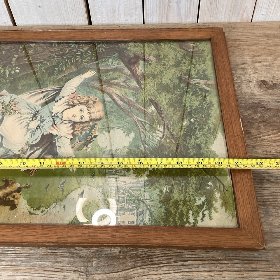 Antique Framed Armstrong & Co. Girl with Dog Lithograph Print Artwork ...