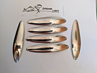 6 - 7/8 oz Metal Fishing spoon Silver Trolling Drifting Flutter Blanks ...