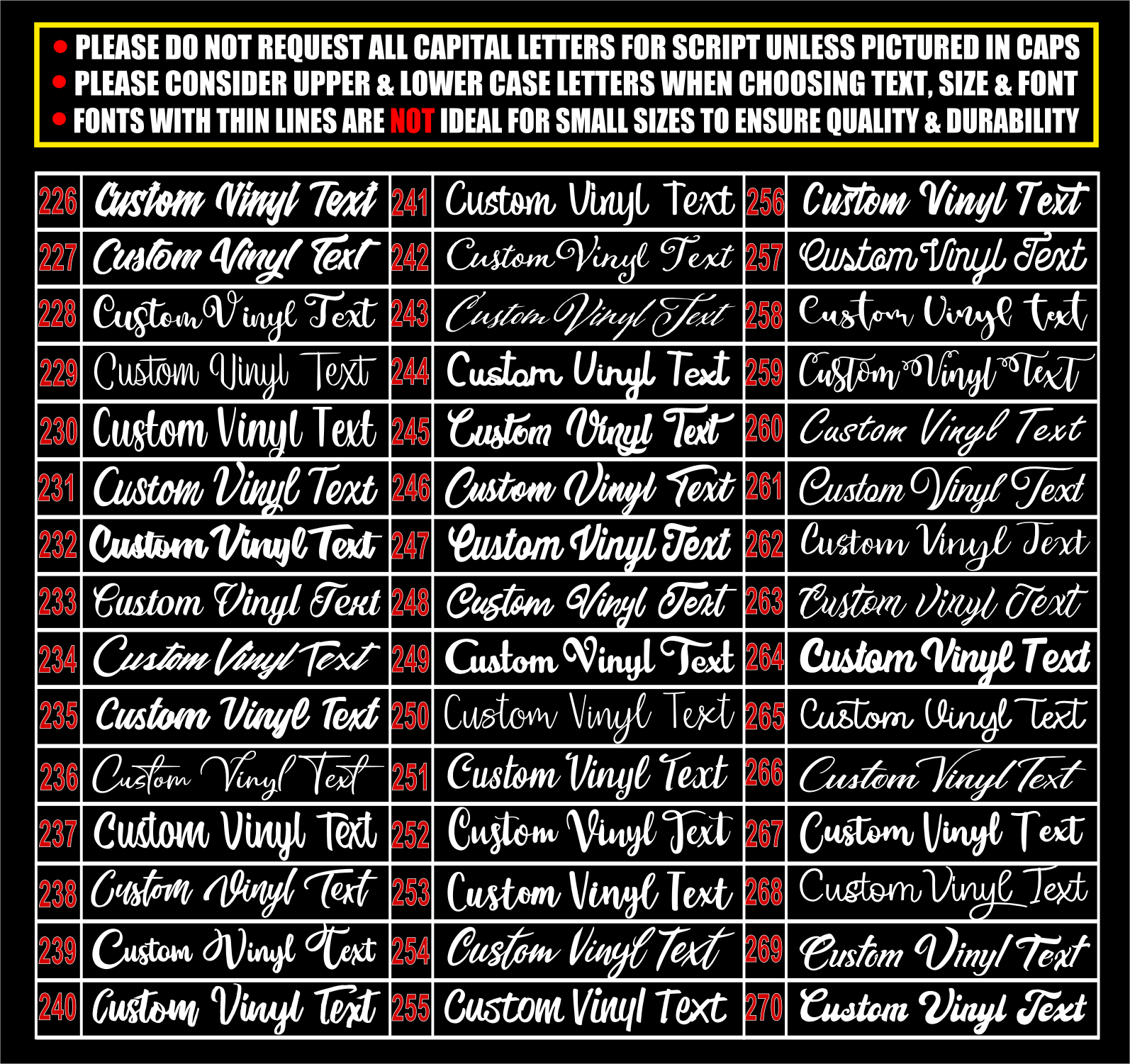 x2 Custom Vinyl Decal SCRIPT Car Truck Window Side Bottom Windshield ...