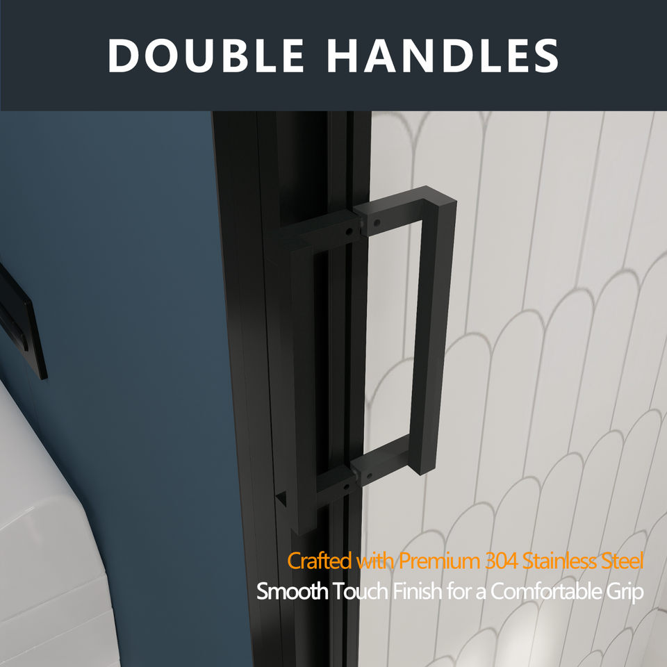 （44"-48") x70" Tri-fold Sliding Shower Door, Matte Black, 6mm Tempered ...