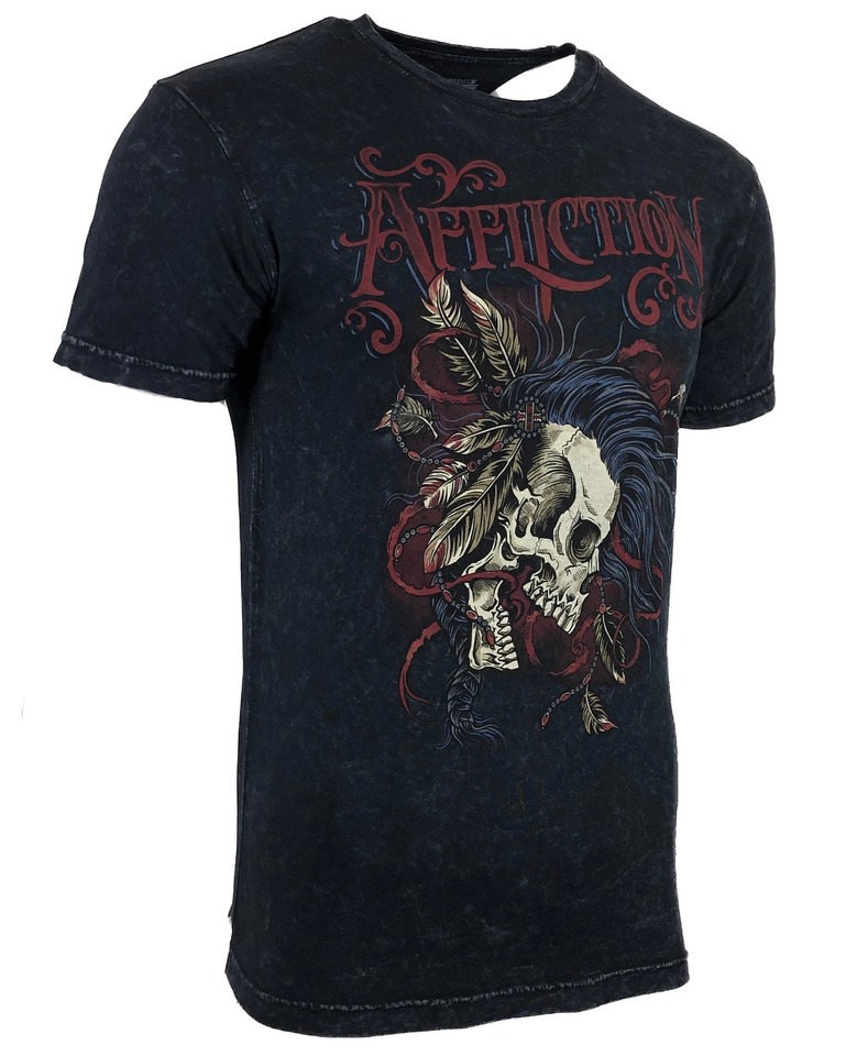 AFFLICTION Men's T-shirt BATTLE CRY Black Lava wash Motorcycle Biker S ...