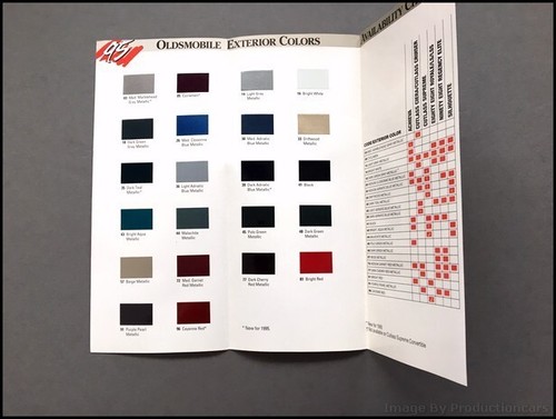 1995 Oldsmobile Factory Color Paint Car Brochure 98 Cutlass Supreme ...