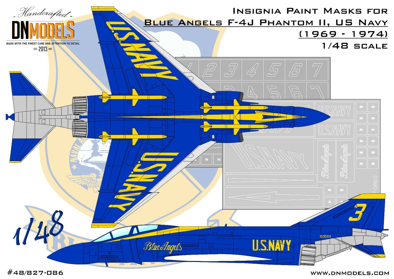 Blue Angels F-4J Phantom II Insignia Paint Masks Set 1/48 DN Models | eBay
