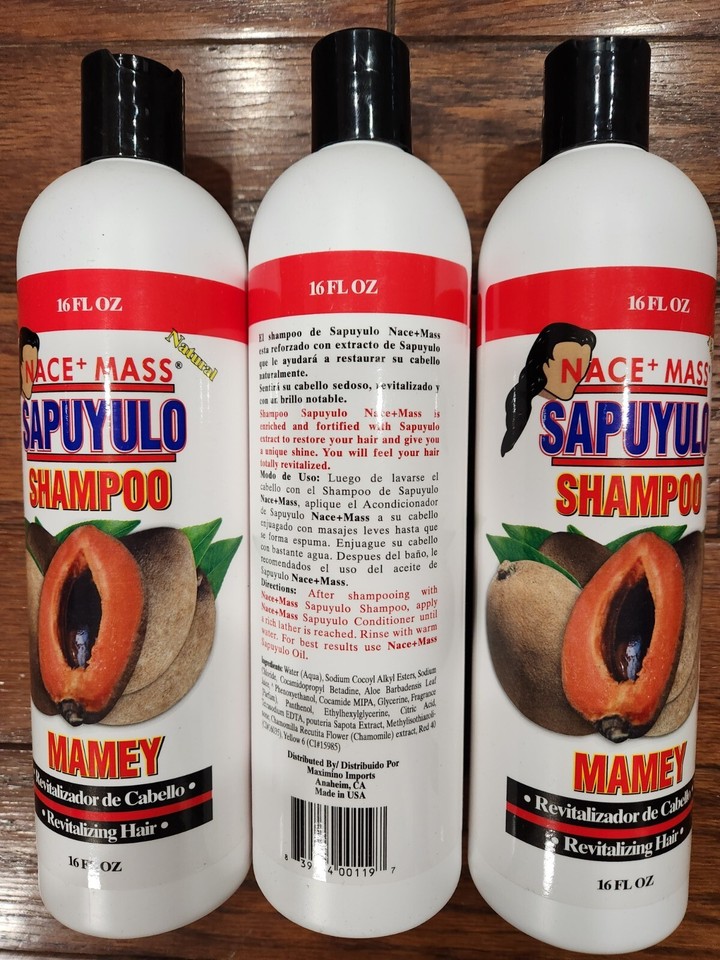 3 PACK NACE MASS SAPUYULO SHAMPOO MAMEY REVITALIZING HAIR 16 FL OZ EACH ...