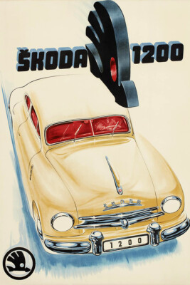 Skoda Classic Car 1200 Original Vintage Wall Art Home Decor - POSTER ...