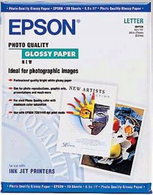 Epson S041124 Photo Quality Glossy Letter Ink Jet Paper 20 Sheet ...