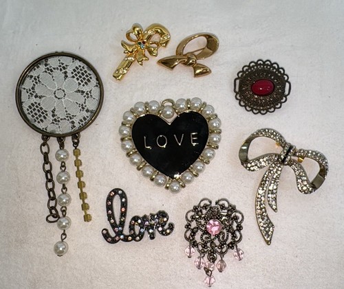 Mixed Fancy Pin Lot 8 Total- Sparkly Dressup Fancy Faux Diamonds LOVE ...