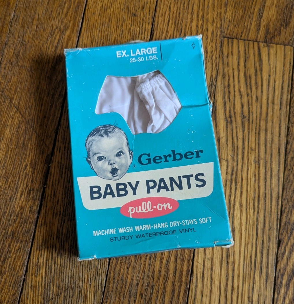 VTG~GERBER~Vinyl Plastic Pants~Size EX large 25 To 30 lb ~PULL-ON ...