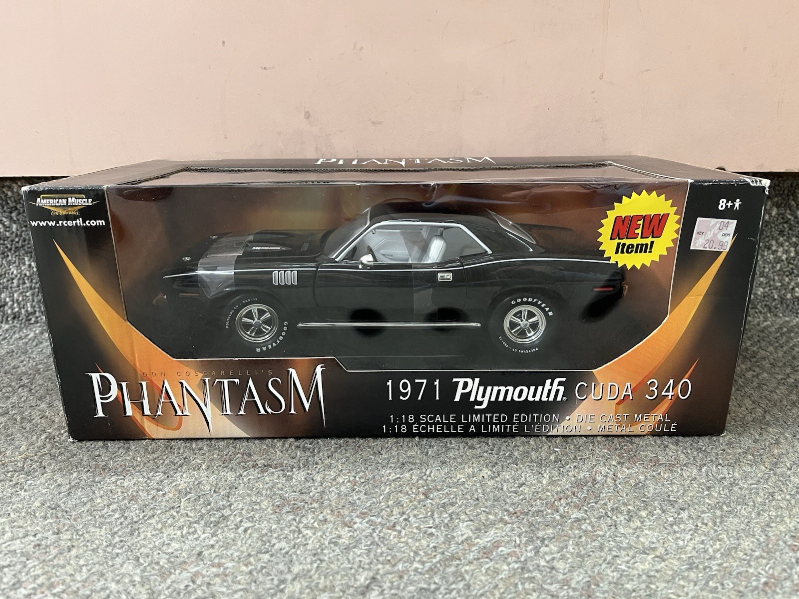 * AMERICAN MUSCLE 1/18 PHANTASM 1971 PLYMOUTH CUDA 340 BLACK DIECAST ...