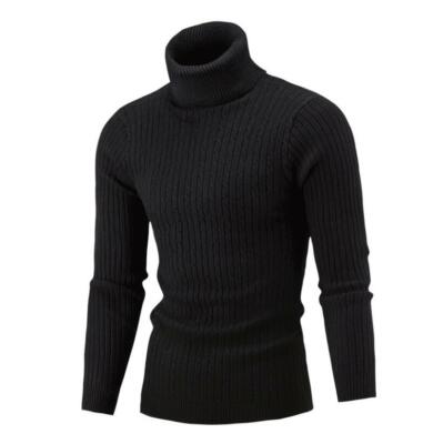 Men's Turtleneck Sweater Solid color Knitted Pullovers Slim Casual ...
