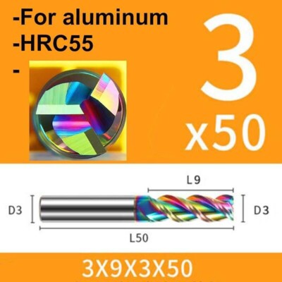 For Aluminum 3mm End Mill 3Flute 50mm long Tungsten steel Milling ...