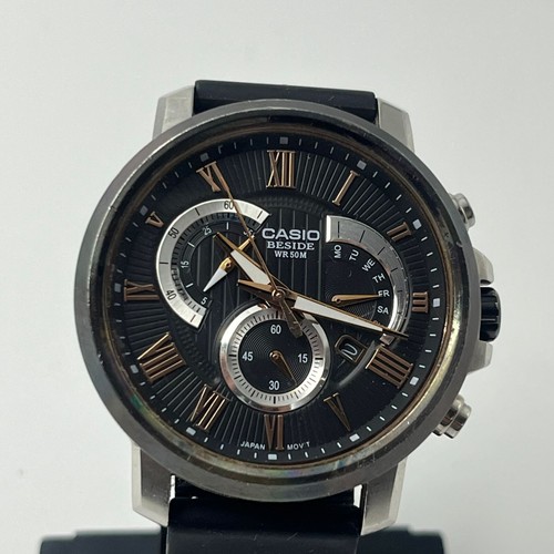 Vintage Casio Beside Japan Men's Watch Bem-506,Quartz, Black Dial ...