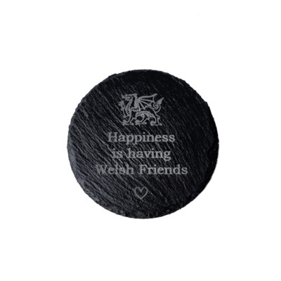 Welsh Quote Slate Coaster 100mm Slate Coaster Cymru Circle Coaster Gift ...