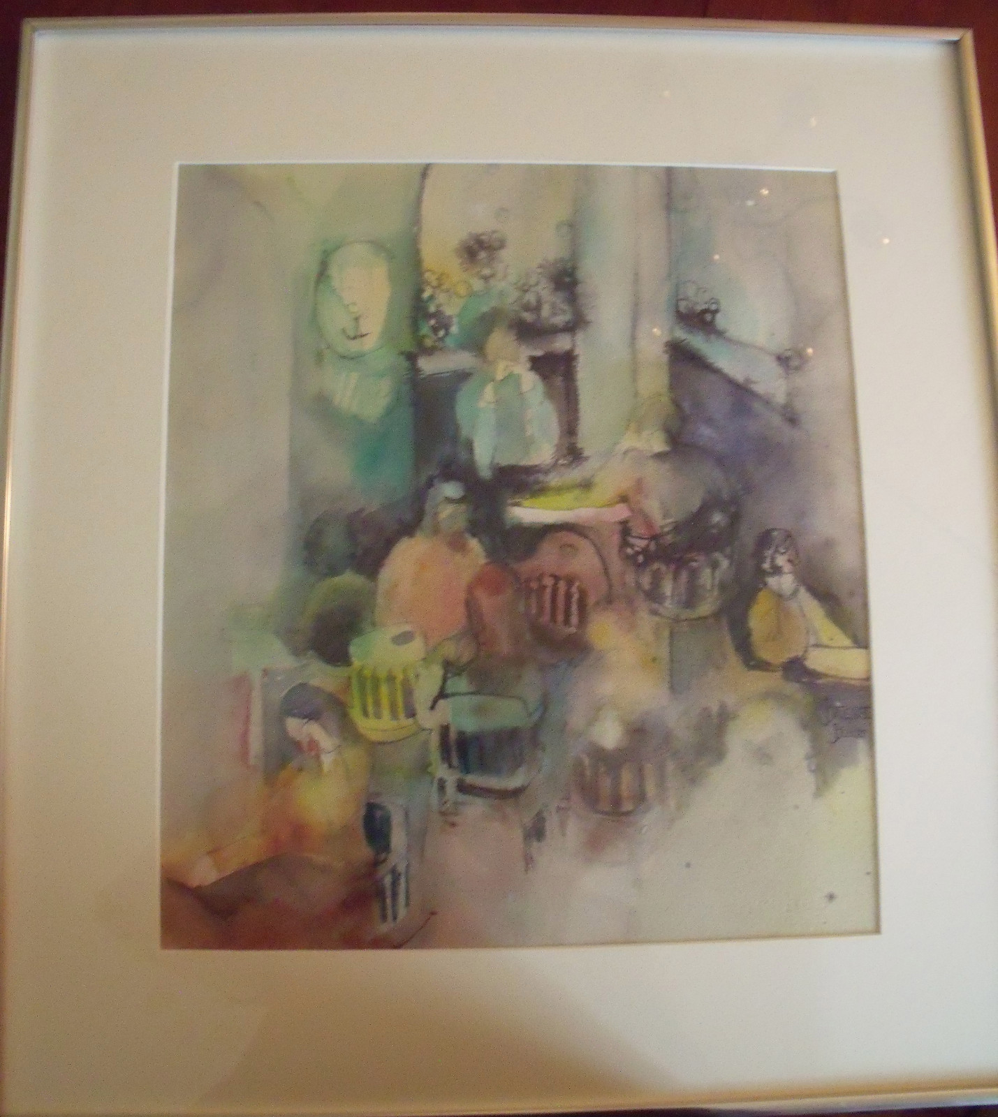 KAREN BRUSSAT BUTLER (AMER) “THE RATH” WATERCOLOR CA 1980 SIGNED CUSTOM ...