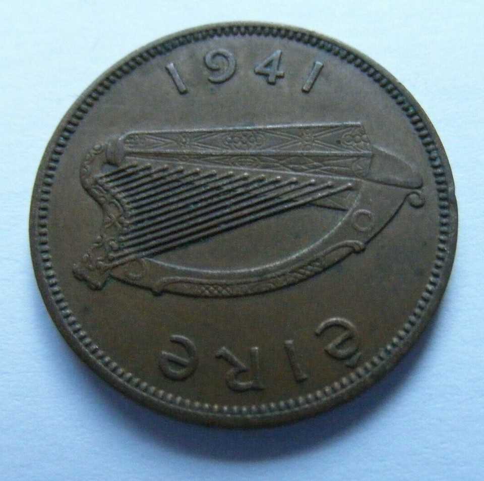 1941 Ireland Half Penny Coin Old Irish 1/2d Nice Example With Great ...