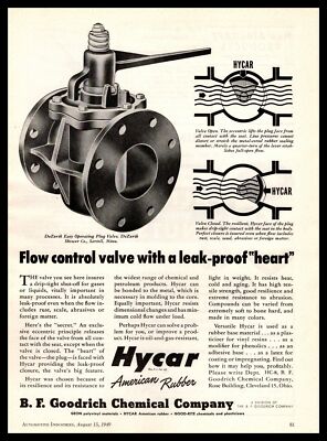 1949 DeZurik Plug Valves Made From Hycar American Rubber B. F. Goodrich ...