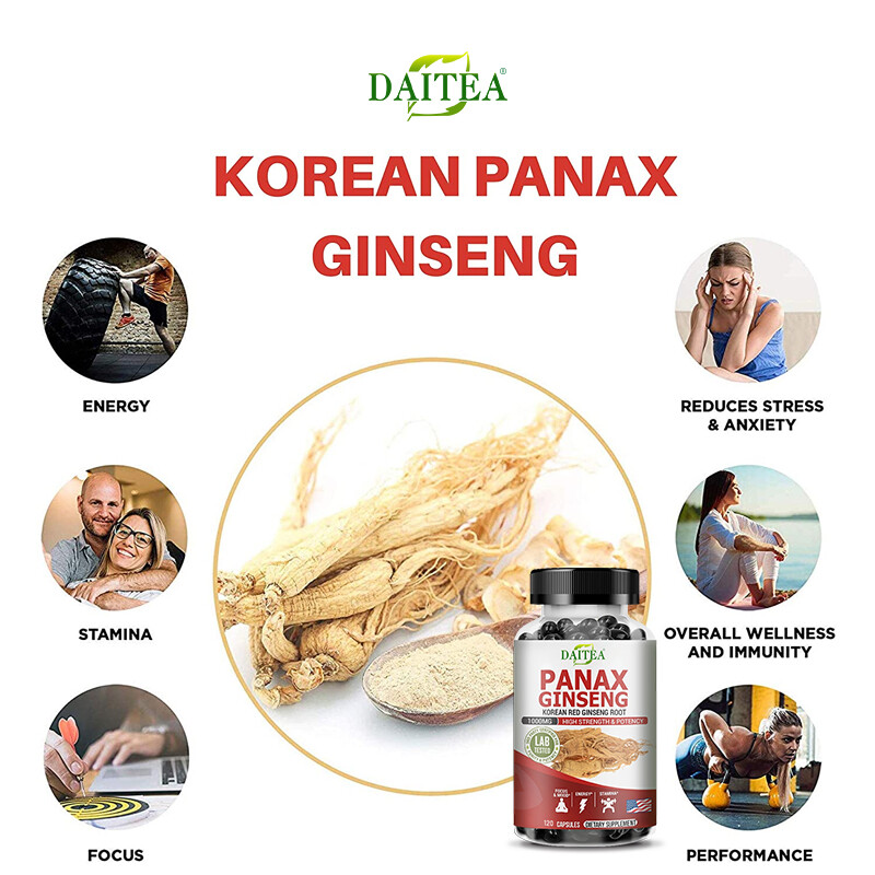 Korean Red Panax Ginseng Extract Root 5% Ginsenosides 1000mg 30/60/120 ...