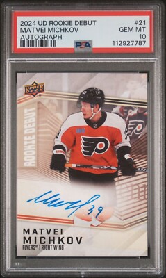 Matvei Michkov 2024-25 Rookie Debut AUTO autograph /30 - PSA 10, GEM ...