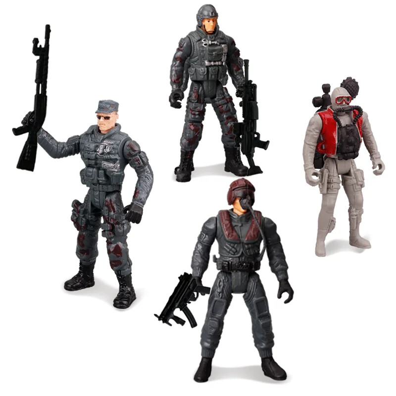 4x Special Forces Swat Team Army Soldier Action Figures w/ Weapon Guns ...