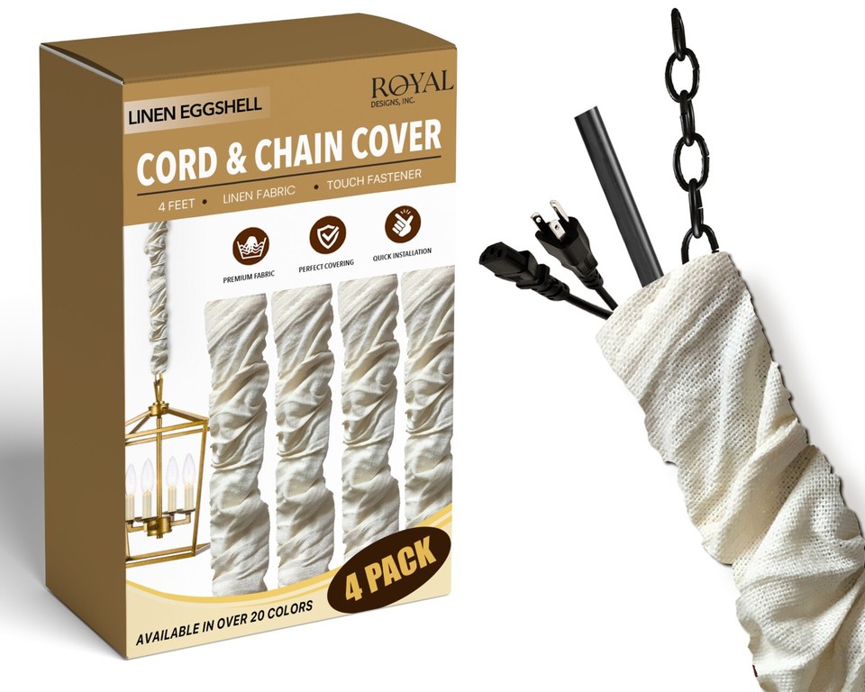 Royal Designs, Inc. Decorative Fabric Cord Cover Chandelier Chain Cover ...