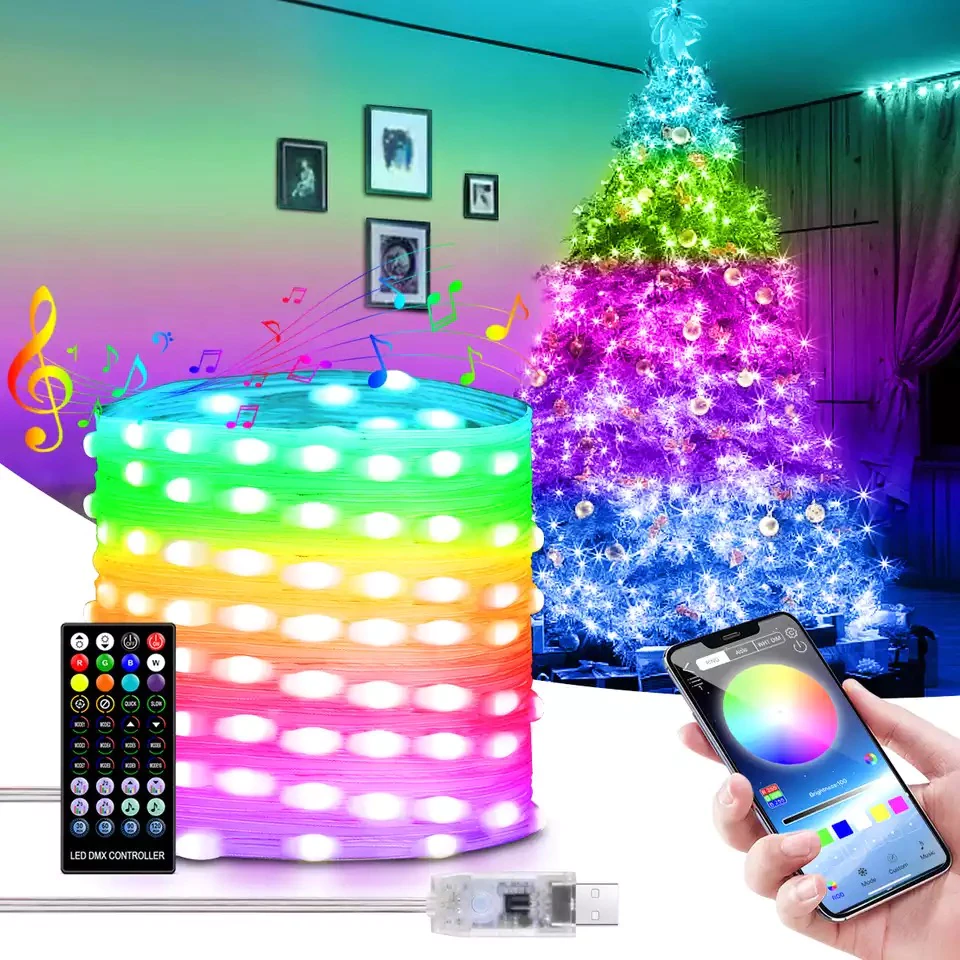 Programmable Christmas Tree Lights Avacube Smart RGB Programmable 6 Ft