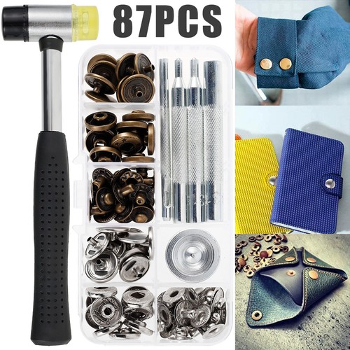 87pcs Leather Snaps Fasteners Kit 15mm Metal Button Snaps Press Studs with SuiOr | eBay Australia
