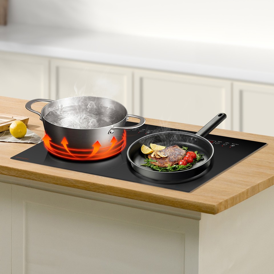 Induction Cooktop Electric Cooktop Built-in 2 Burner Glass Cooktop ...