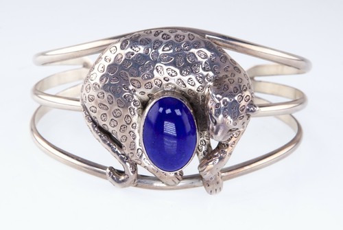 Designer Carol Felley Lapis Lazuli Spotted Leopard Cuff Bracelet | eBay