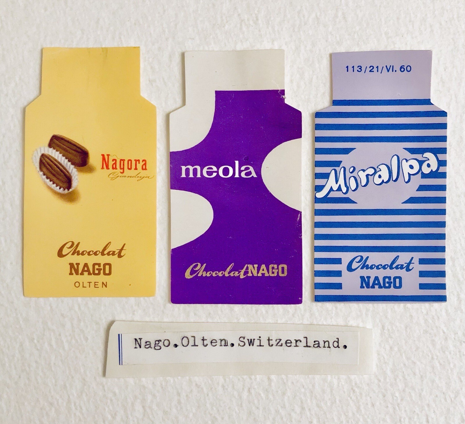 Vintage 1974 Nago OLTEN CHOCOLATE Candy Bar Wrapper Lot of 3 ...