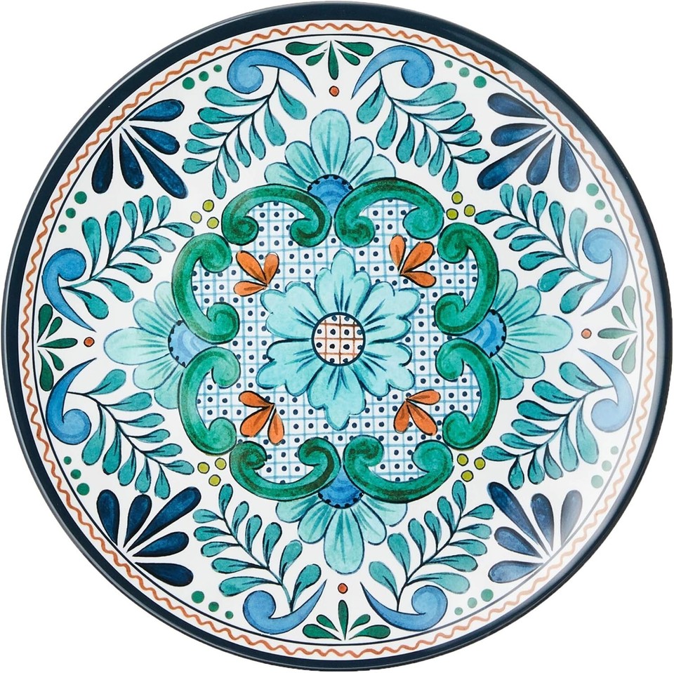 Talavera Melamine 12 Piece Dinnerware Set, Service for 4, Multicolored ...