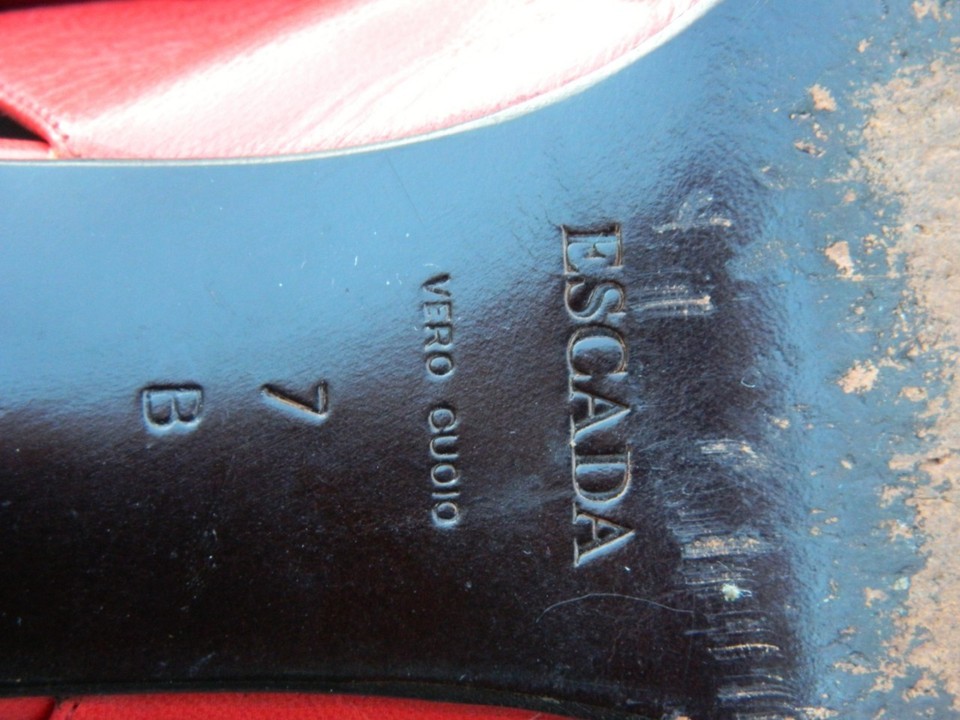 Escada True Red Leather Sling Back Pump Shoes w/silver heel, US size 7 ...