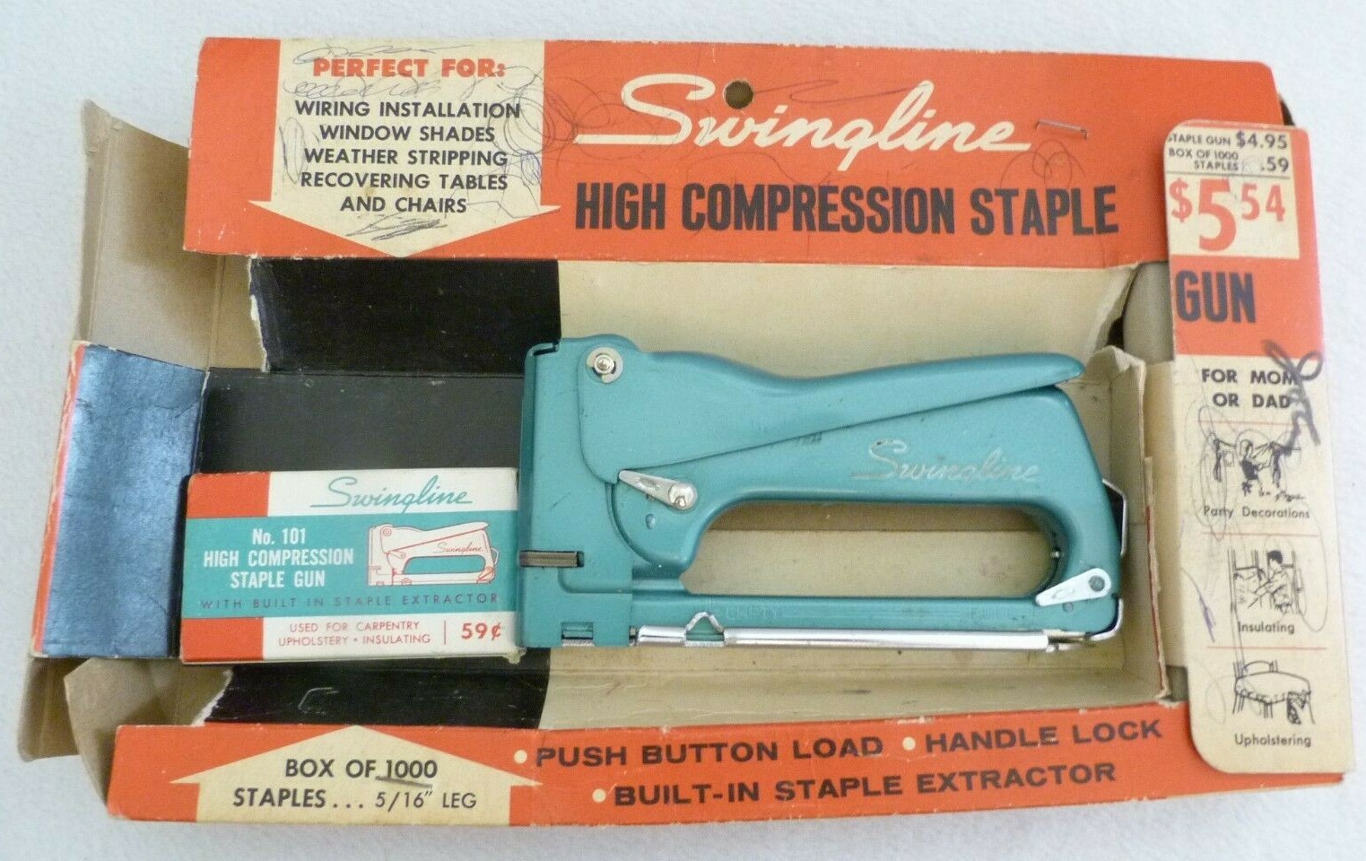 Vintage Swingline High Compression Staple Gun Model 101 Stapler Heavy ...