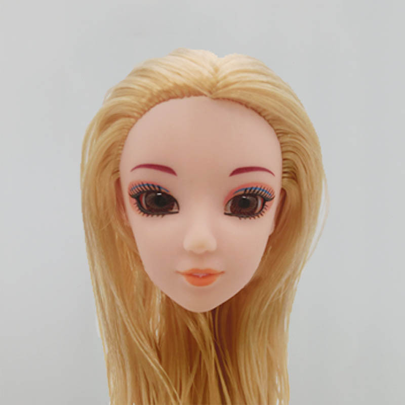 Doll Head with Golden Straight Long Hair Heads For 1/6 Princess Doll ...