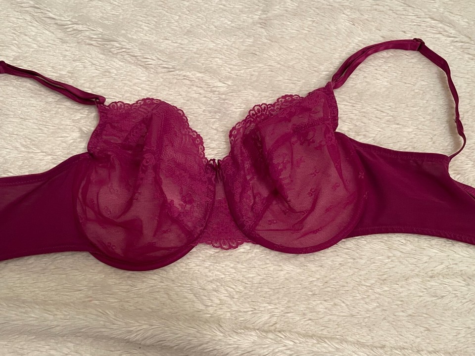 Vtg VANITY FAIR Sheer Floral Lace Mesh BRA 34DD Underwire Unlined 75 ...