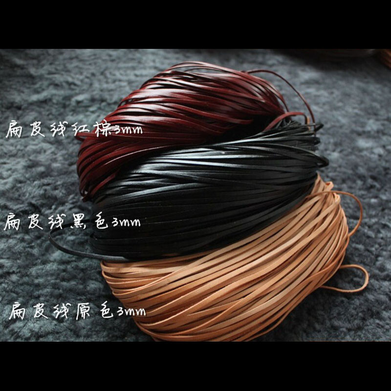 5M Flat Genuine Leather craft Rope Cord for Bracelet Necklace Strap DIY ...