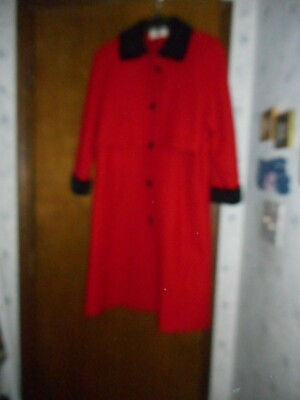 CHARLES KLEIN RED WITH BLACK VELVET WOOL WINTER COAT SIZE SIZE XS | eBay