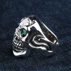 Emerald Eyes 925 Sterling Silver Men's Skull Ring Biker Gothic Punk New ...
